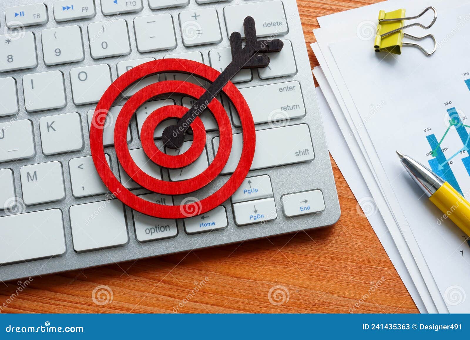 Online Ads Targeting Concept. the Target is on the Keyboard. Stock ...