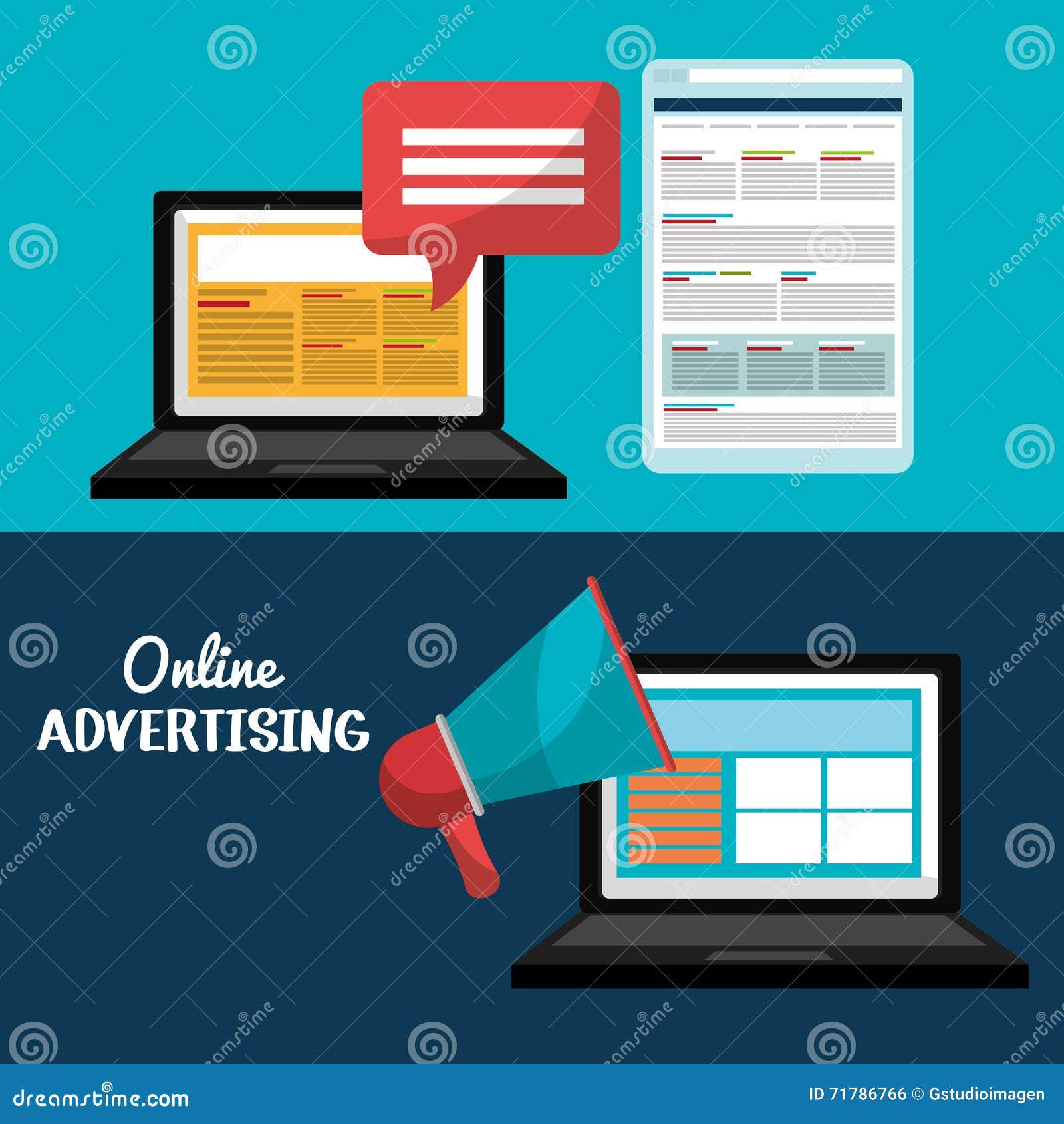 Online advertising design stock illustration. Illustration of social ...