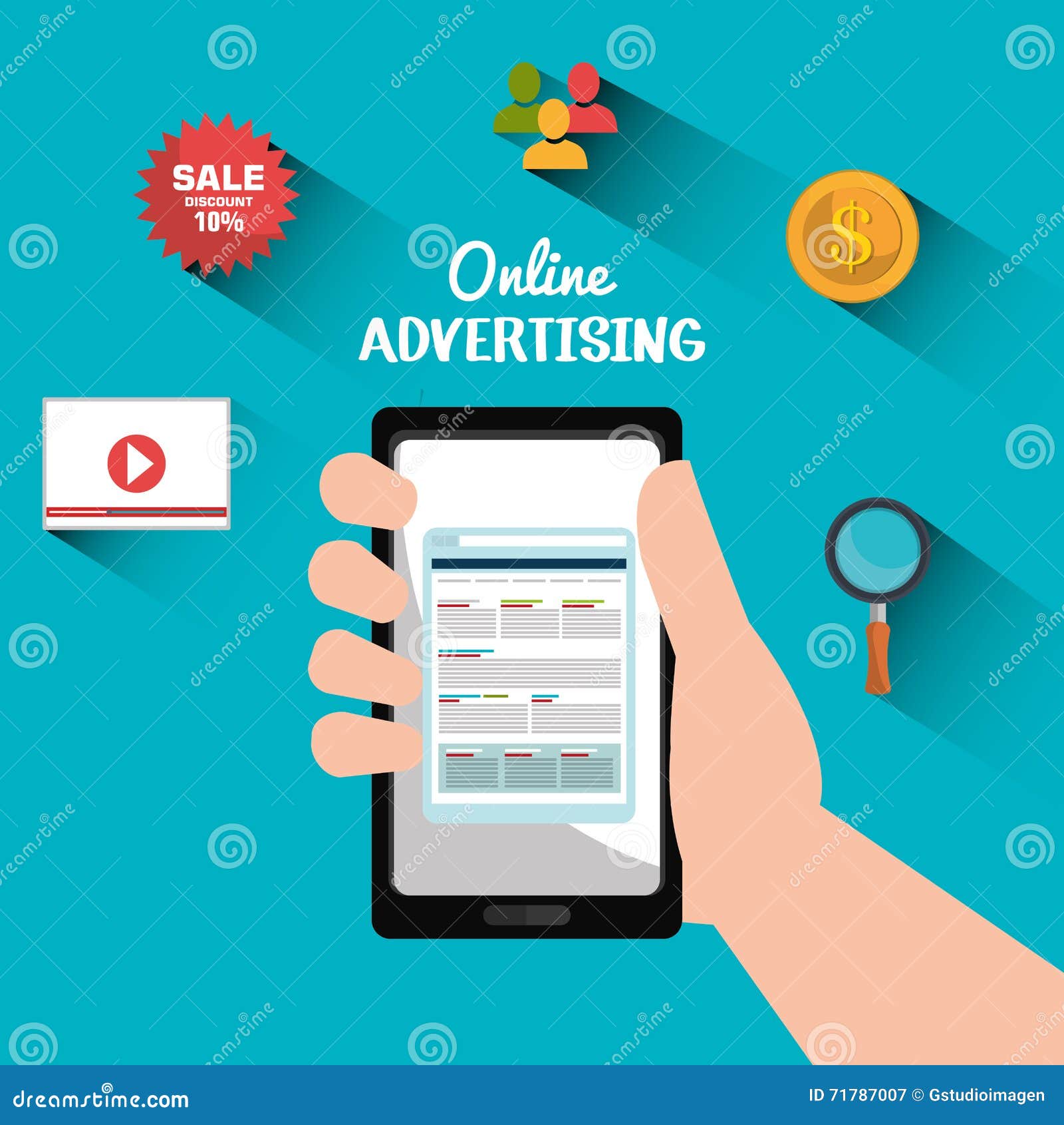 Online advertising design stock illustration. Illustration of digital ...