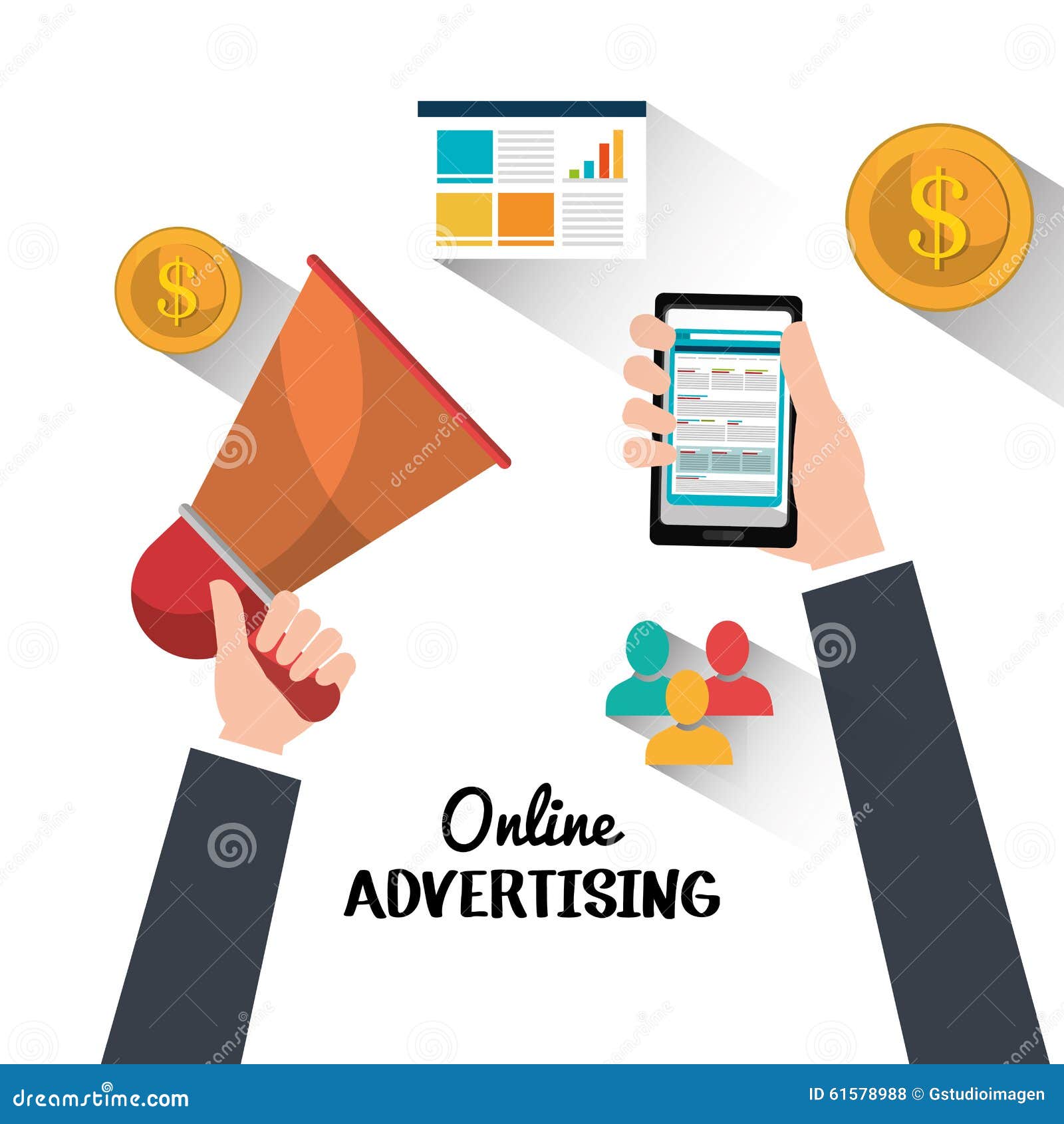 Online Advertising and Digital Marketing Stock Vector - Illustration of ...