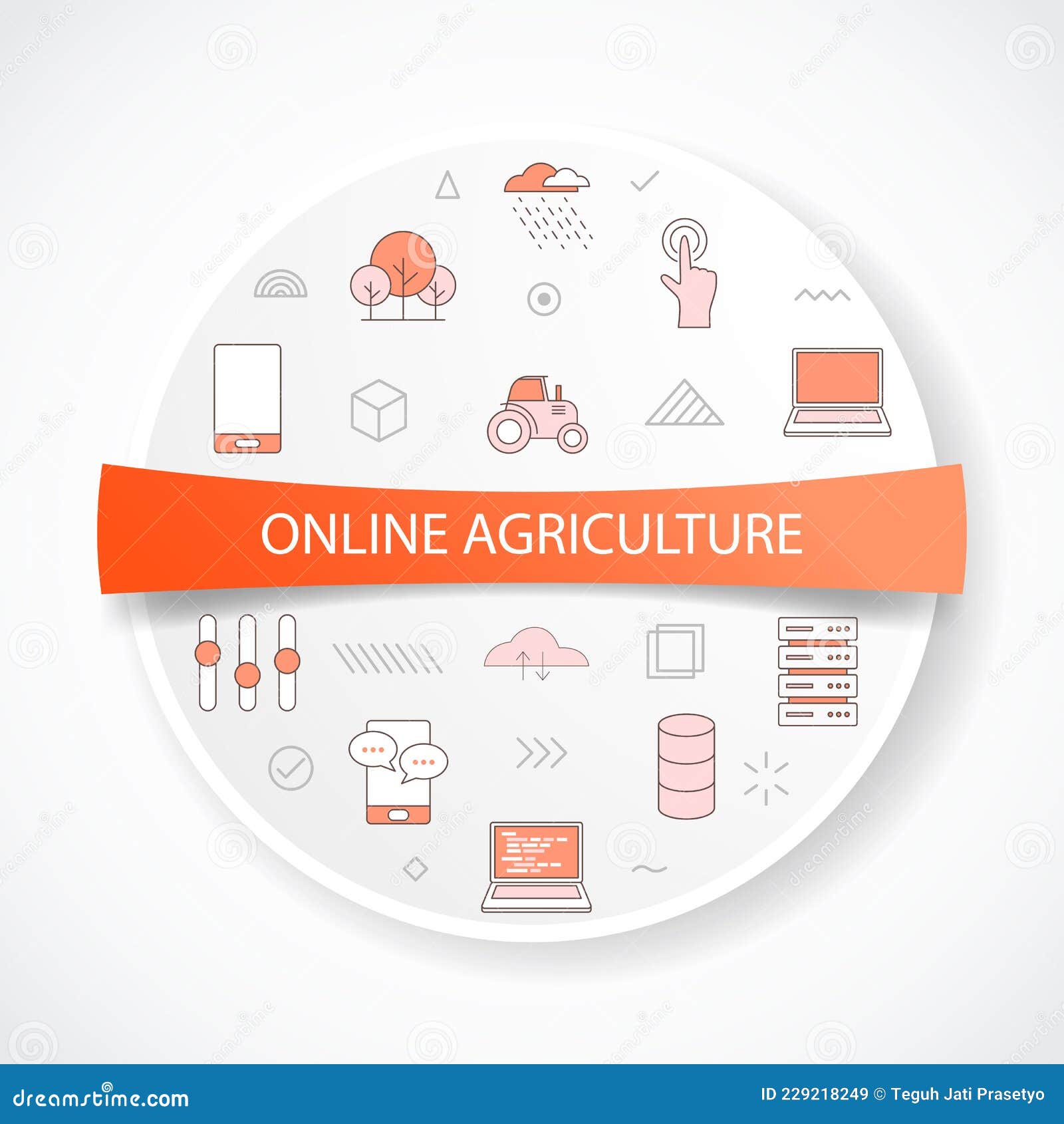 Online Agriculture Concept with Icon Concept with Round or Circle Shape ...