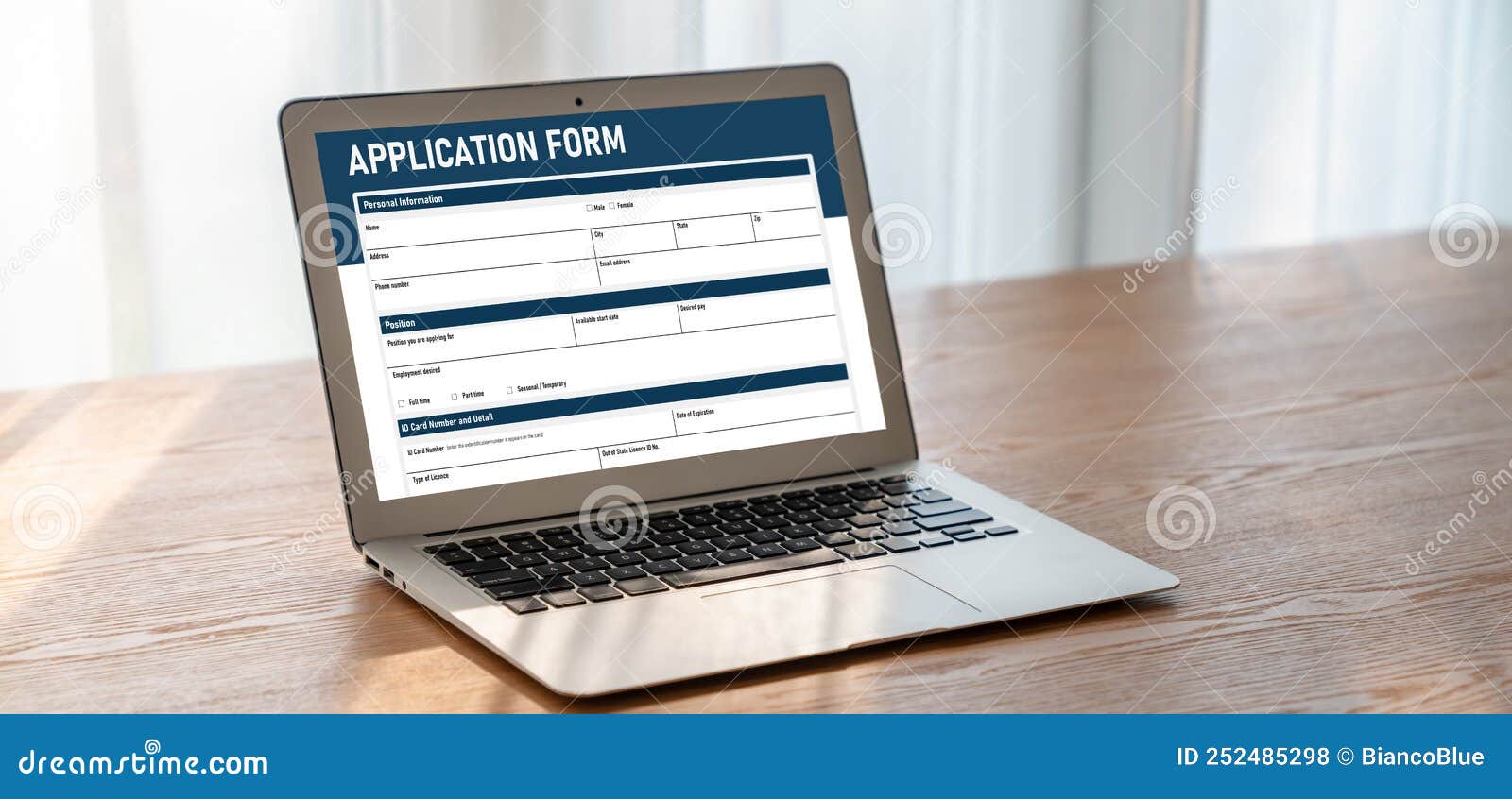 Online Application Form for Modish Registration Stock Photo - Image of ...