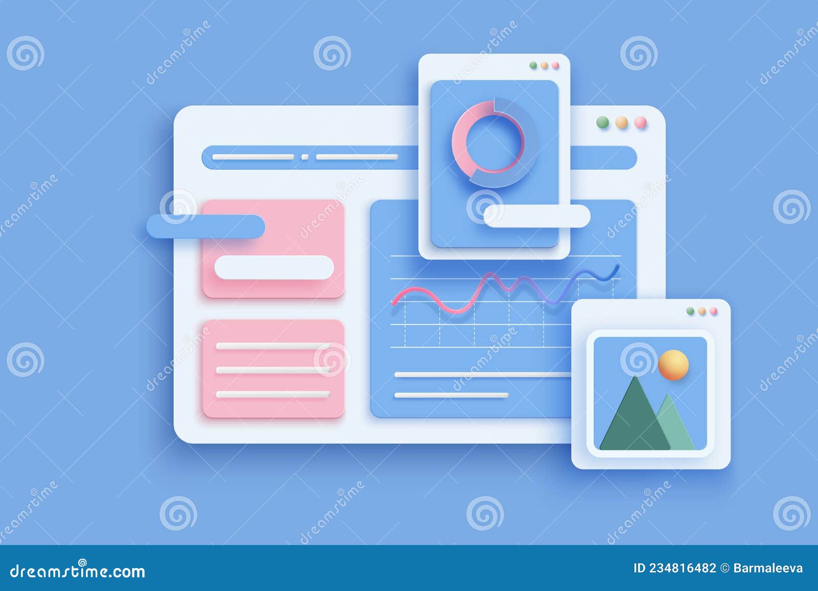 Online Applications Concept, Webpage, Image and Chart with Mouse Arrow ...