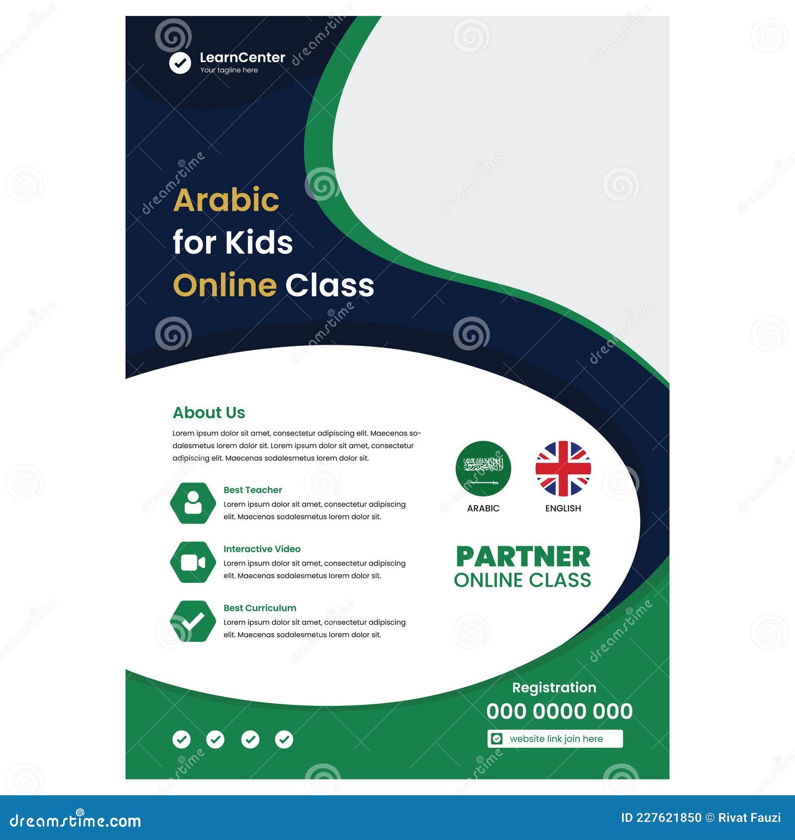 Online Arabic Language Class for Kids Flyer Stock Illustration ...