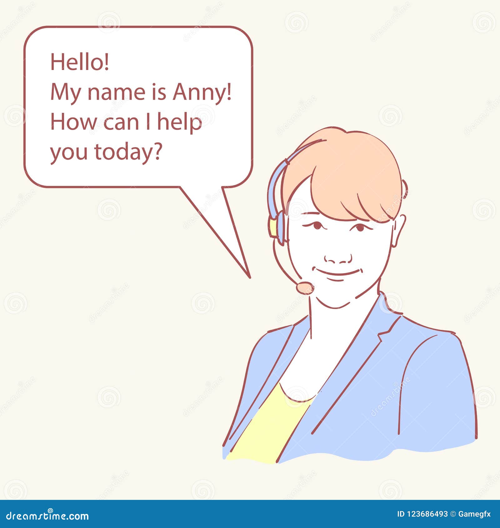 Online Assistant Support Operator Hand Drawn Style Vector Doodle Design ...