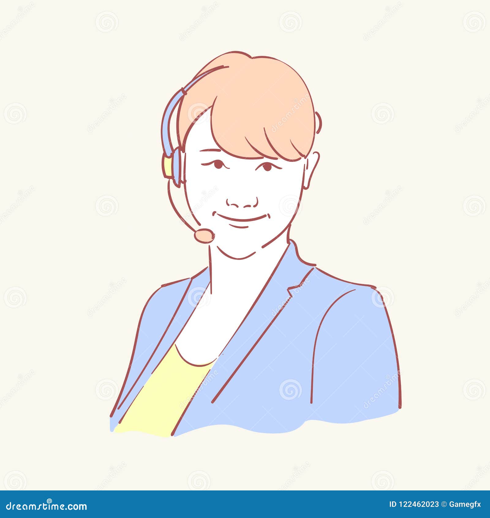 Online Assistant Support Operator Hand Drawn Style Vector Doodle Design ...