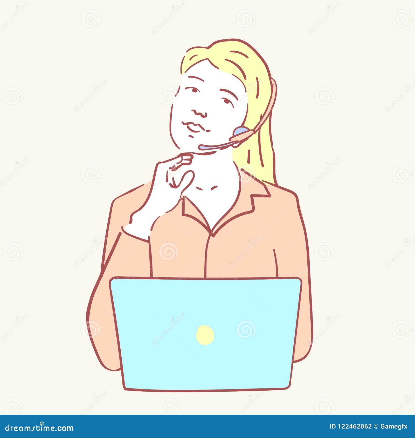 Online Assistant Support Operator Hand Drawn Style Vector Doodle Design ...