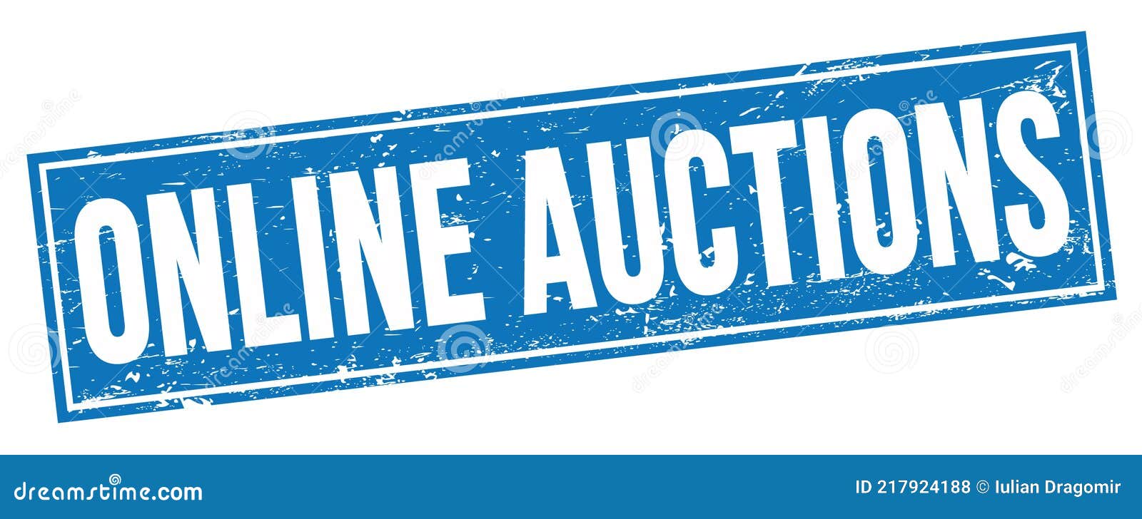 ONLINE AUCTIONS Text on Blue Grungy Rectangle Stamp Stock Illustration ...
