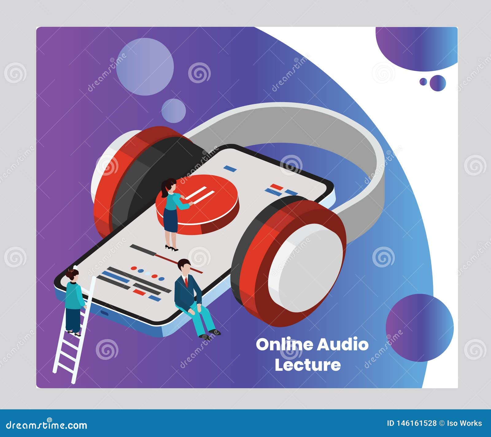 Online Audio Lecture for Education Isometric Artwork Concept Stock ...