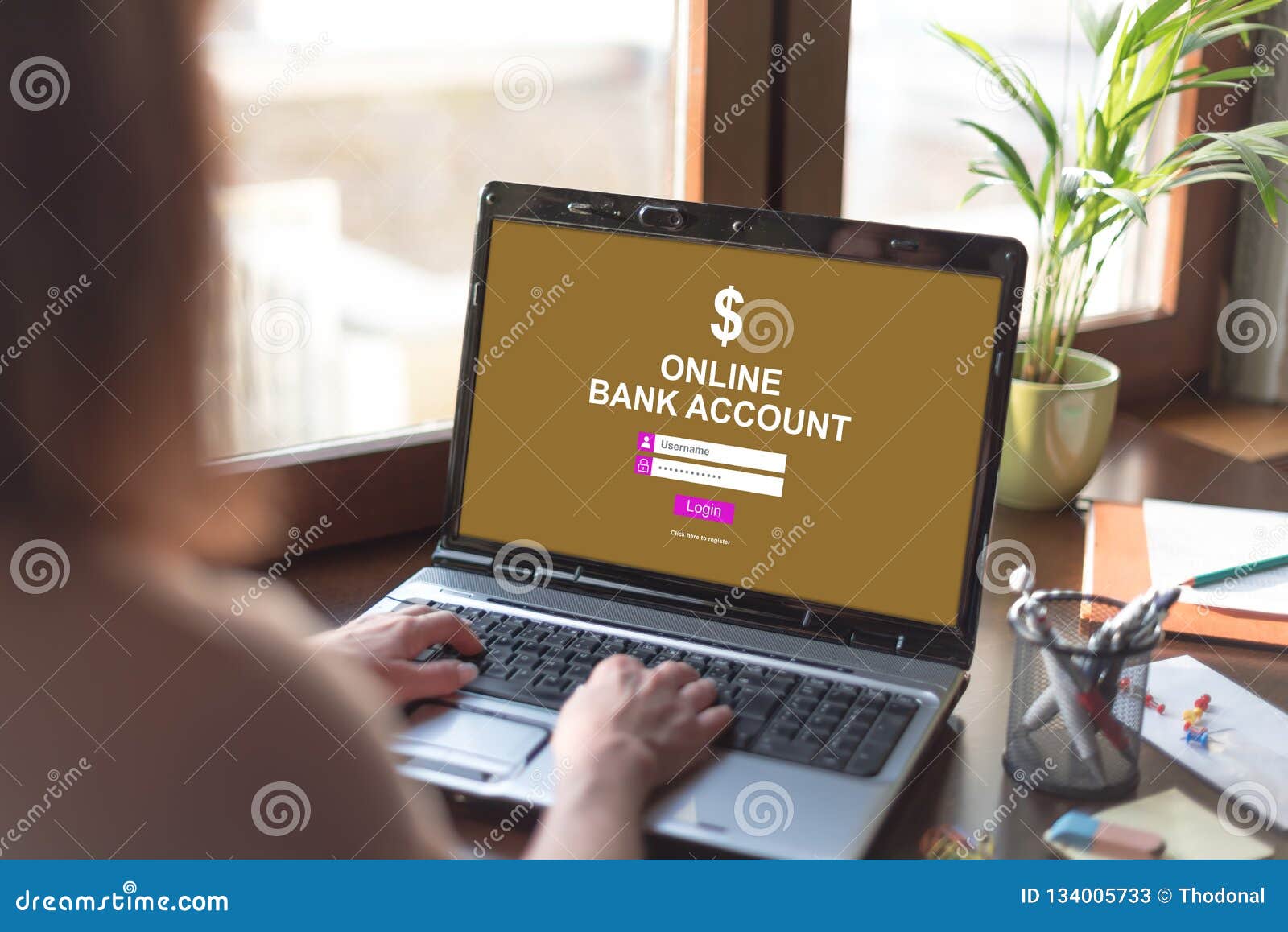 Online Bank Account Concept on a Laptop Screen Stock Image - Image of ...