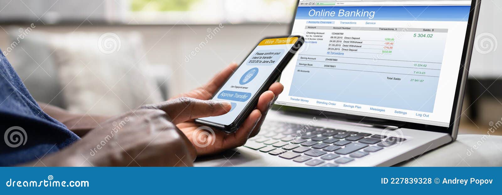 Online Bank Balance Check and Transfer Stock Photo - Image of mobile ...