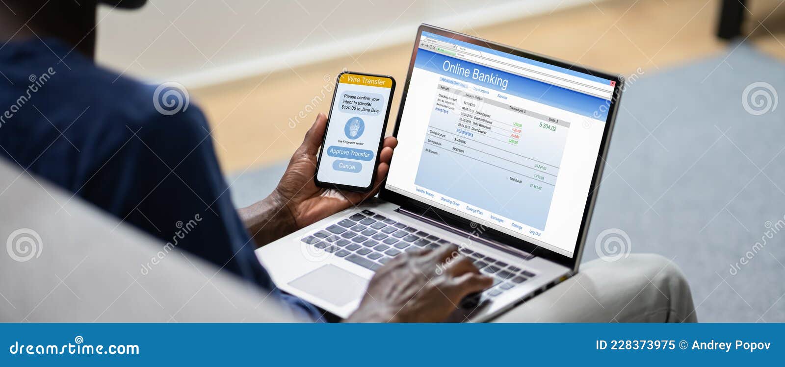 Online Bank Balance Check and Transfer Stock Image - Image of credit ...