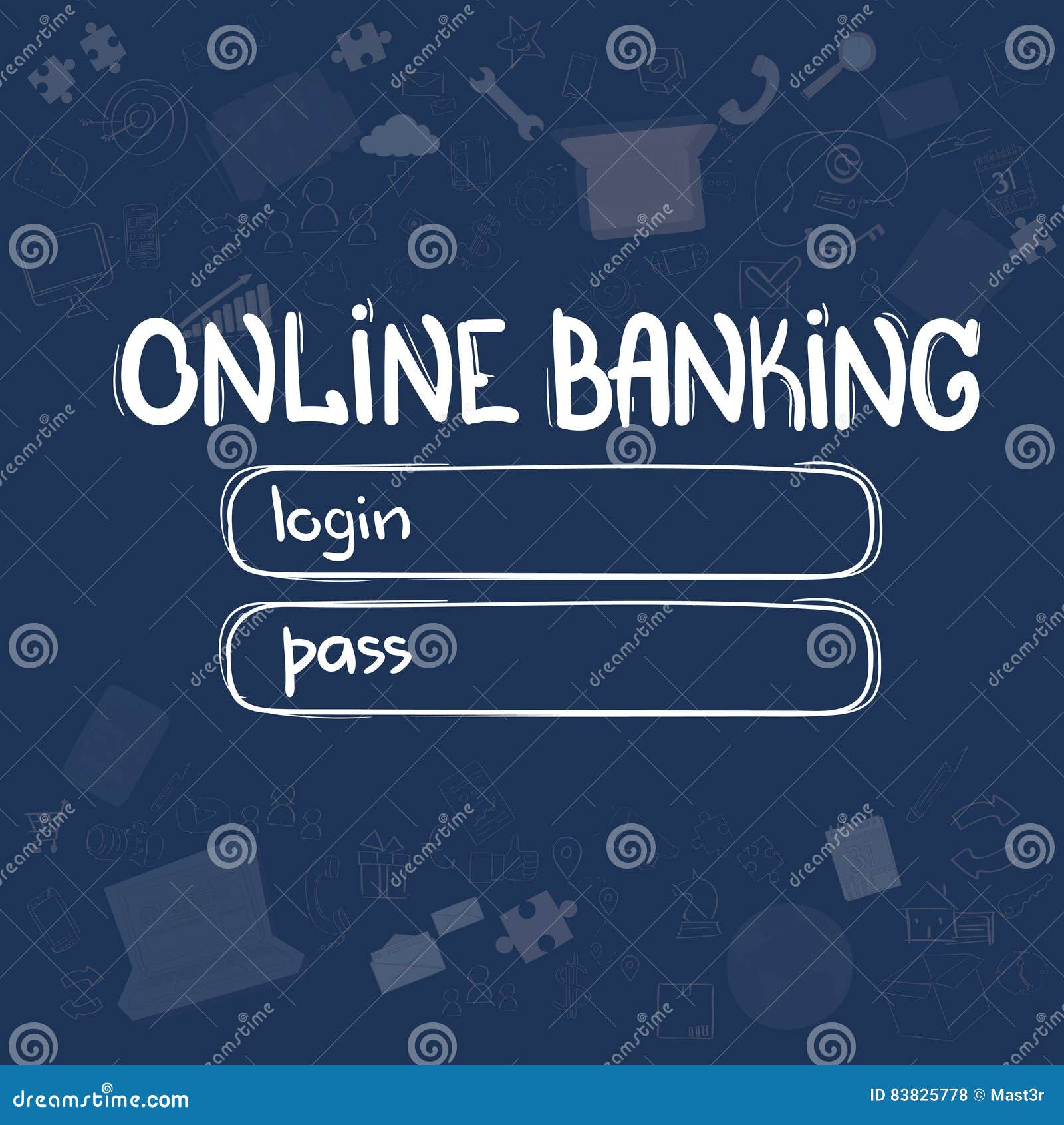 Online Banking Application Interface Concept Doodle Hand Draw Sketch Background Stock Vector ...