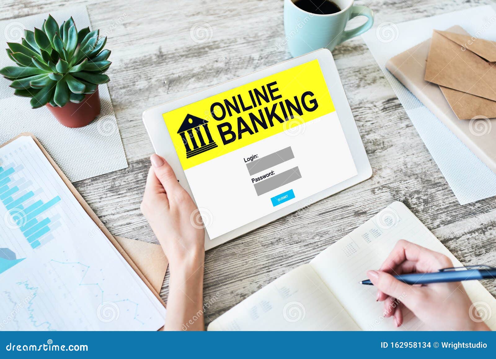 Online Banking Application on Mobile Device Screen. Financial and ...