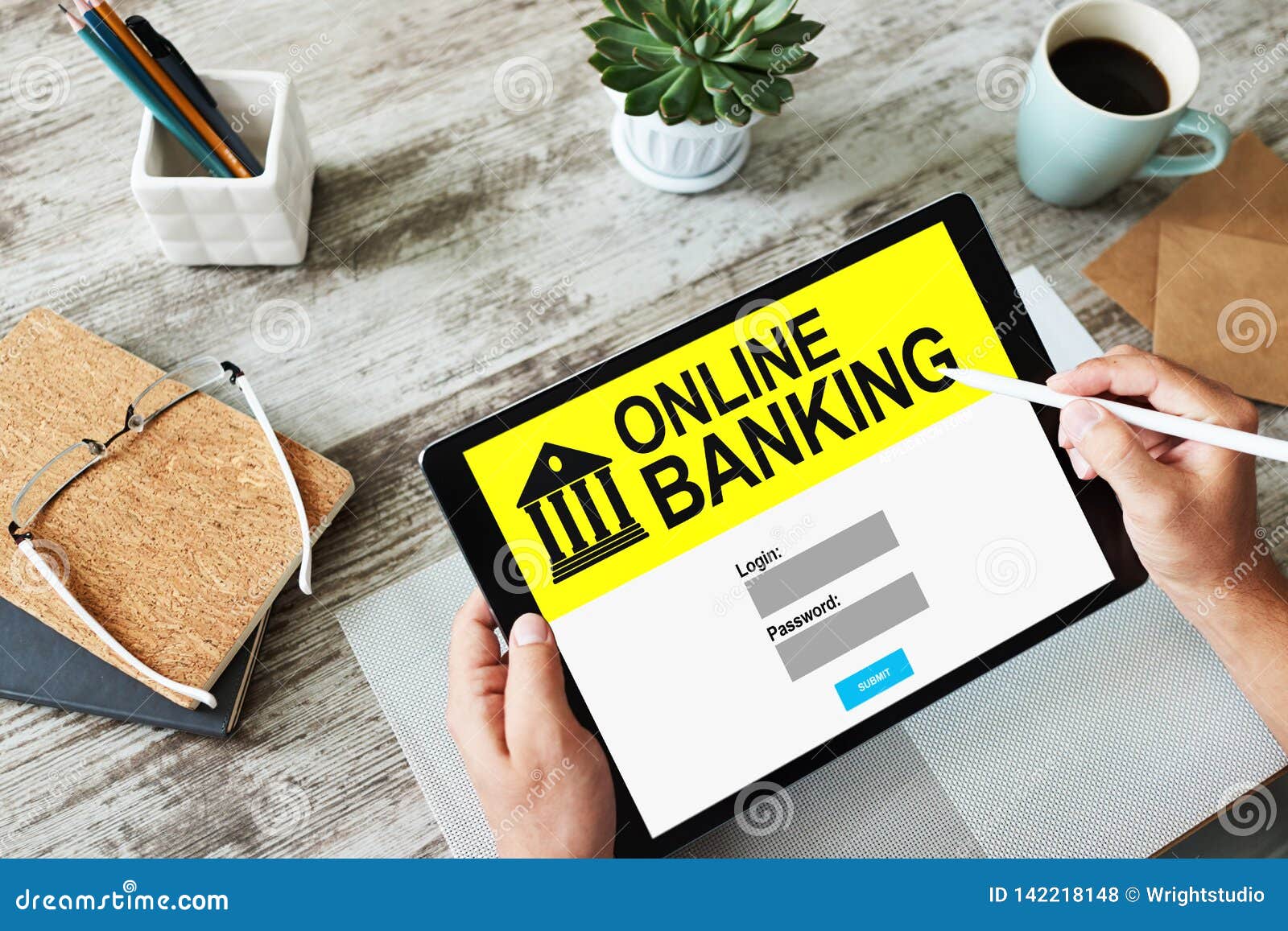 Online Banking Application on Mobile Device Screen. Financial and ...