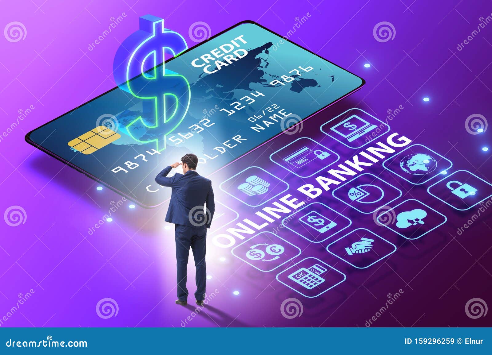 Online Banking Concept with Businessman Stock Image - Image of field ...