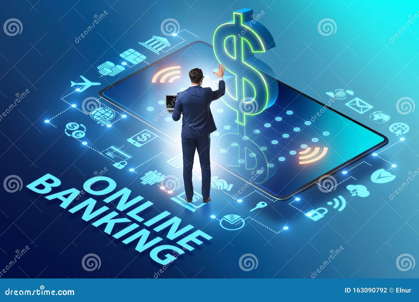 Online Banking Concept with Businessman Stock Photo - Image of ...