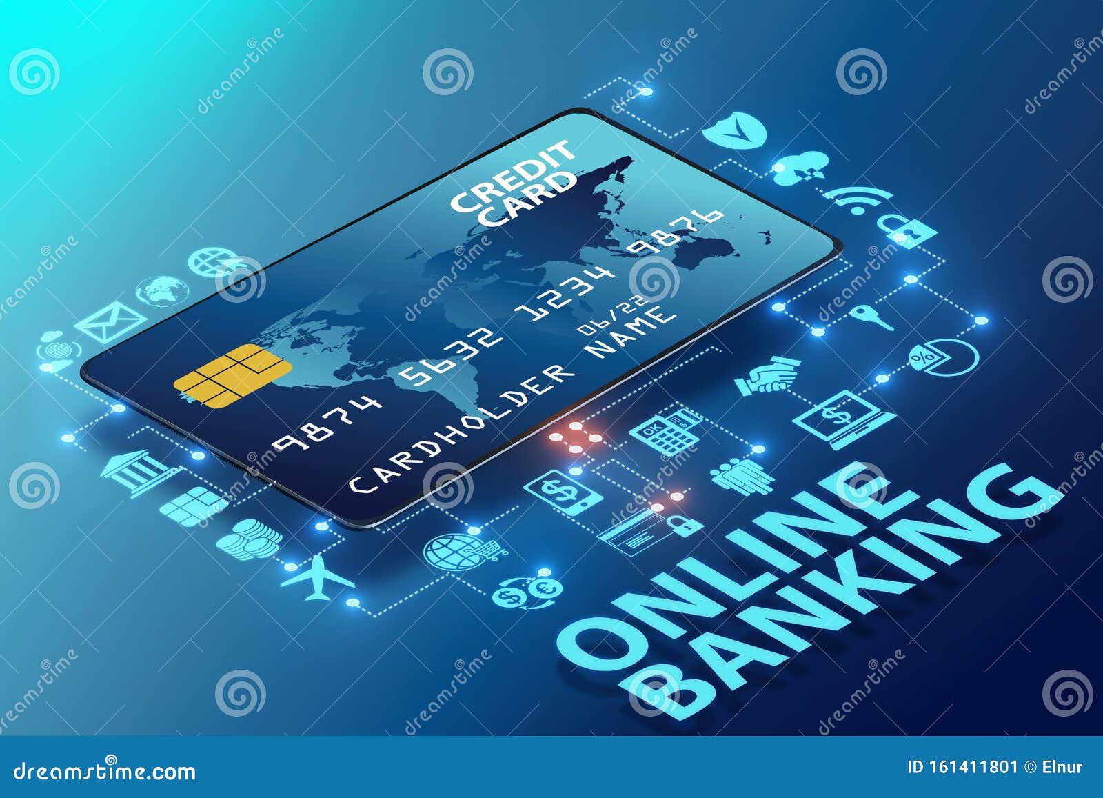 Online Banking Concept - 3d Rendering Stock Illustration - Illustration ...