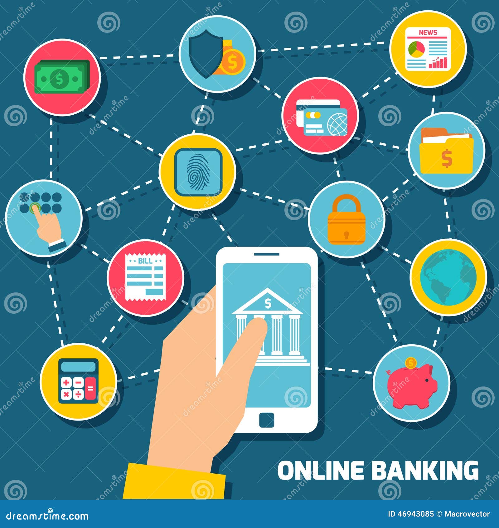 Online banking concept stock vector. Illustration of flat - 46943085