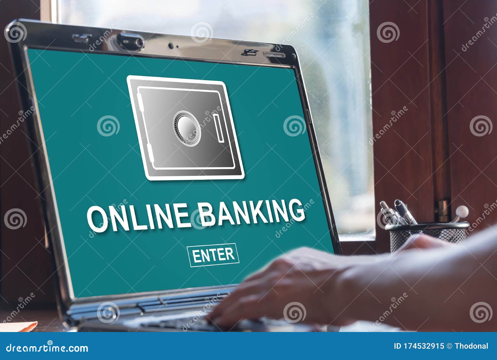 Online Banking Concept on a Laptop Screen Stock Image - Image of ...
