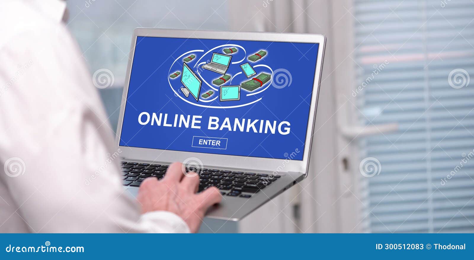 Online Banking Concept on a Laptop Screen Stock Image - Image of ...