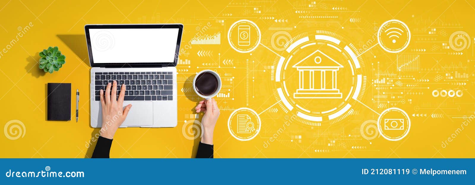 Online Banking Concept with Person Using Laptop Computer Stock Image ...