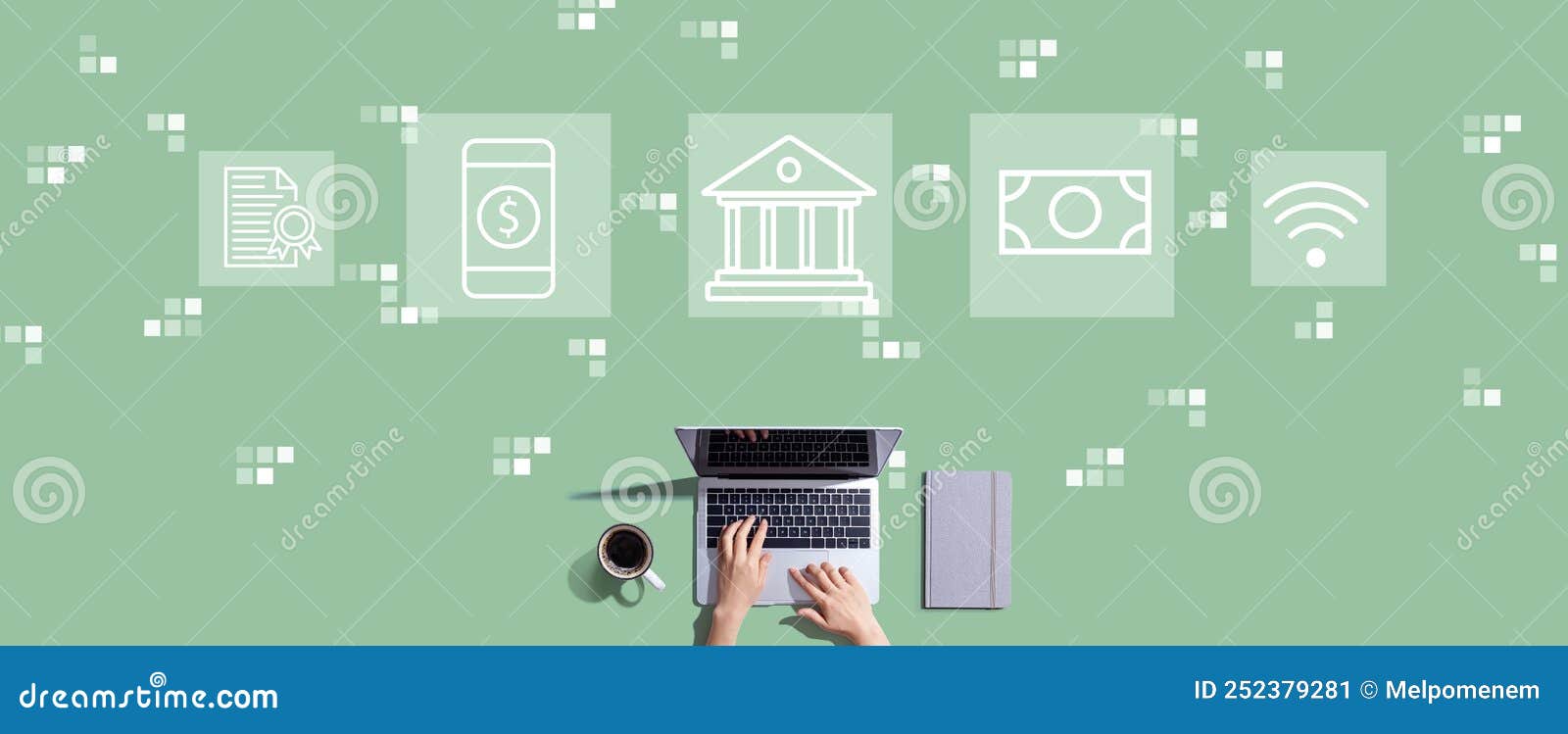 Online Banking Concept with Person Working with Laptop Stock Image ...