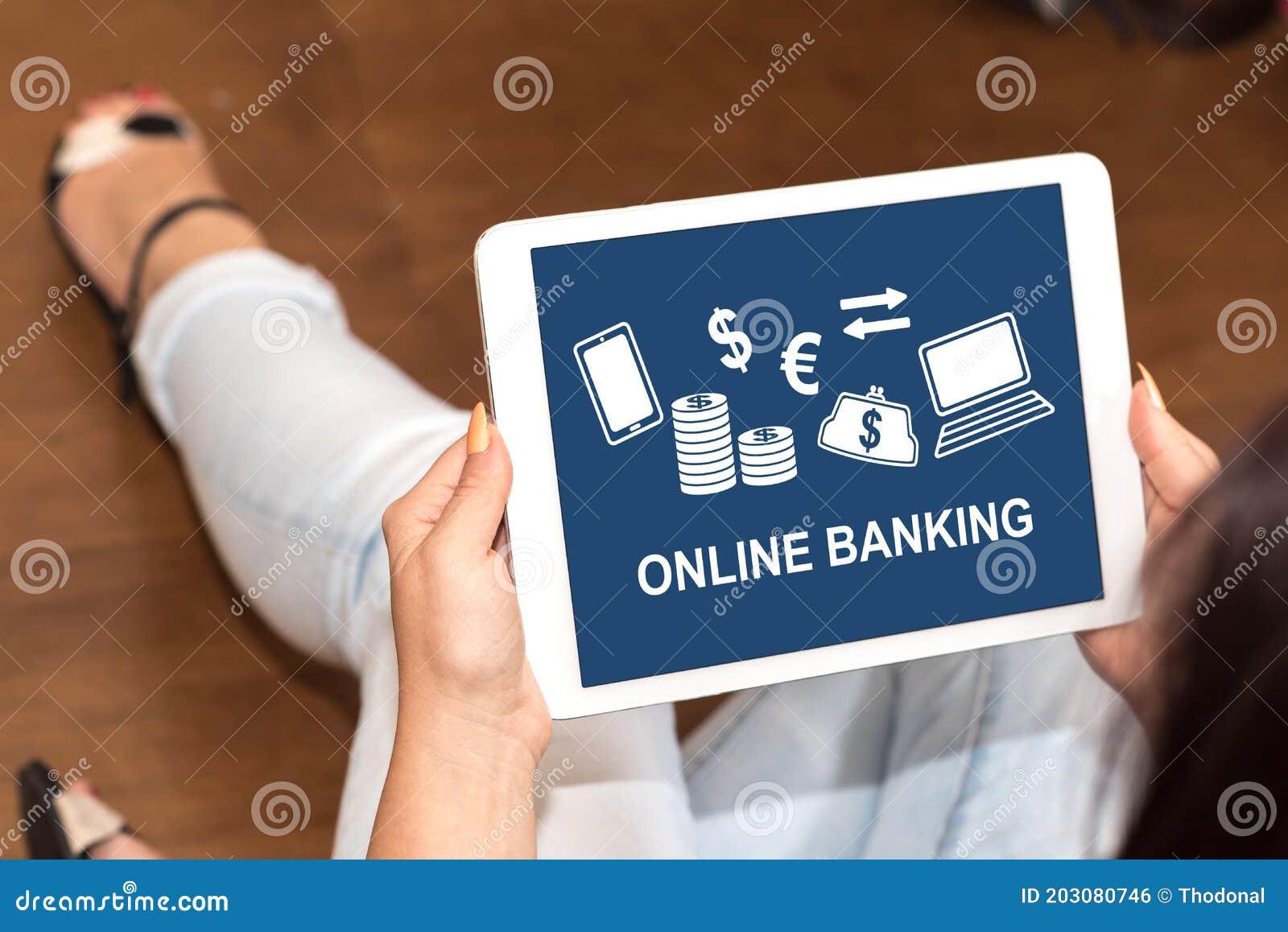 Online Banking Concept on a Tablet Stock Photo - Image of transaction ...