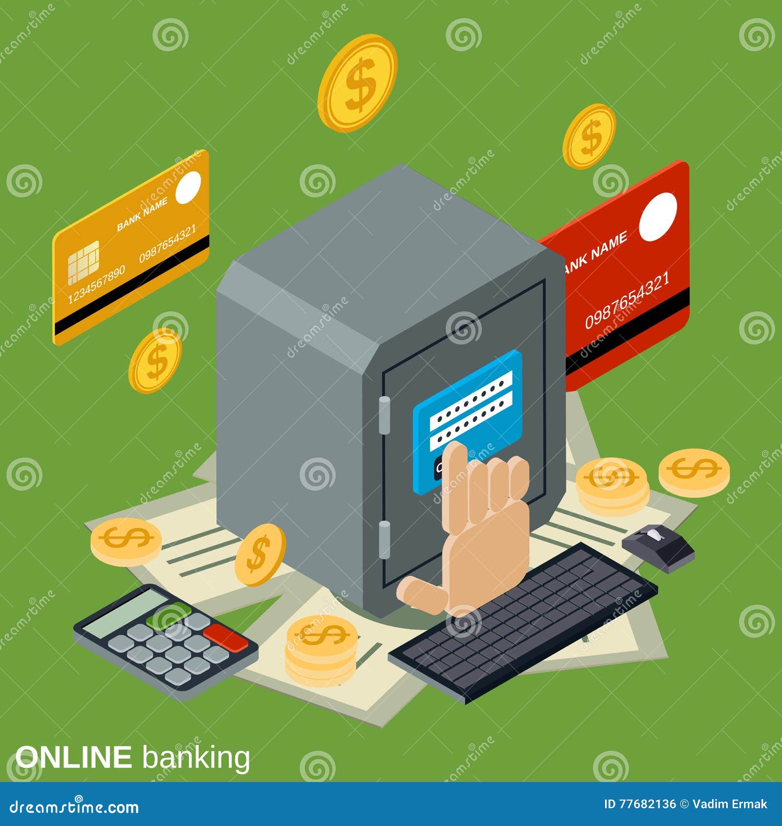 Online Banking, Deposit, Financial Security Vector Concept Stock Vector ...