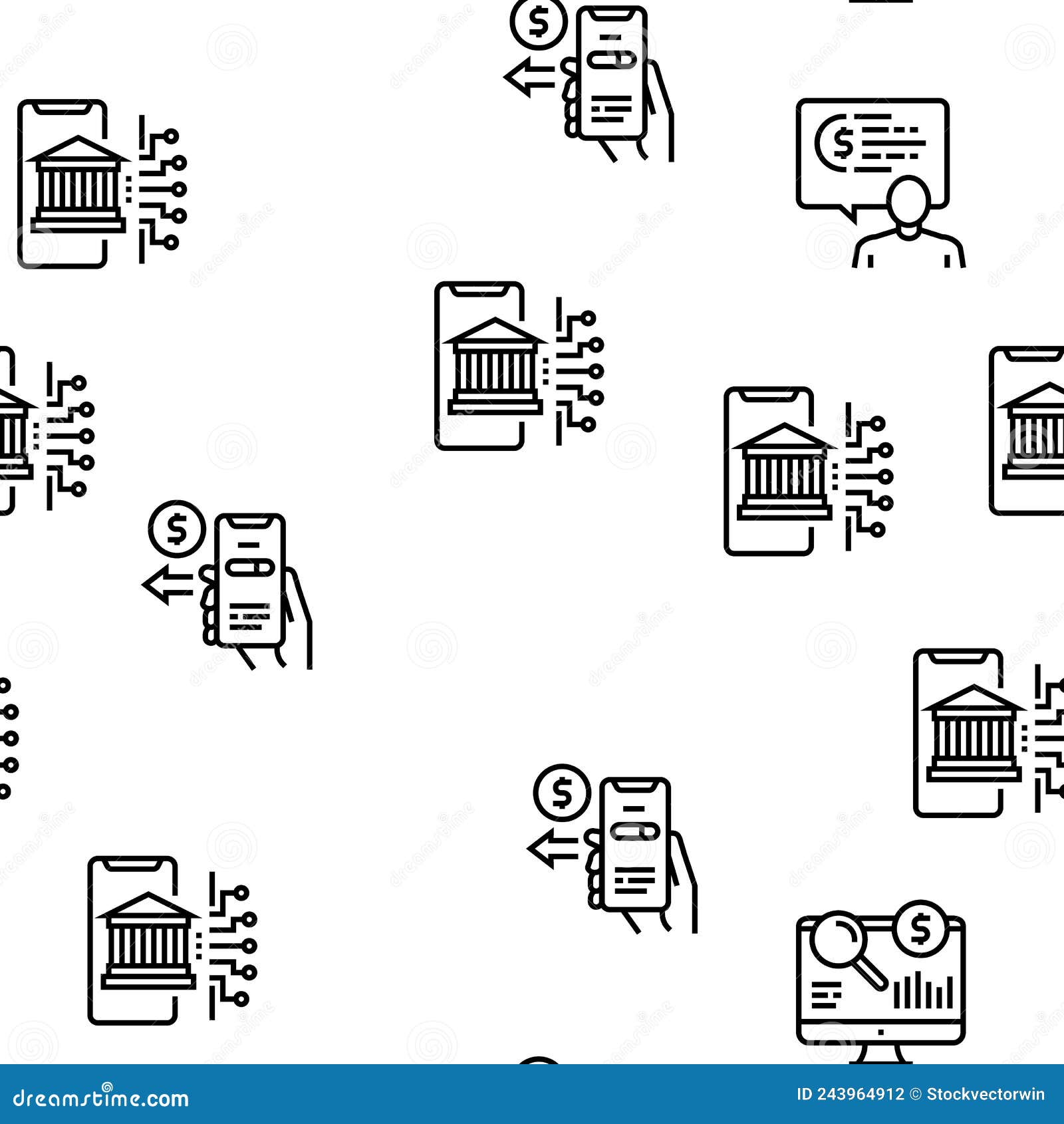 Online Banking Finance Vector Seamless Pattern Stock Illustration ...