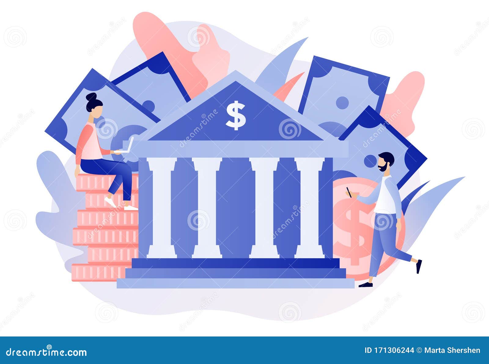 Online Banking. Flat Cartoon Style. Vector Illustration Stock Vector ...