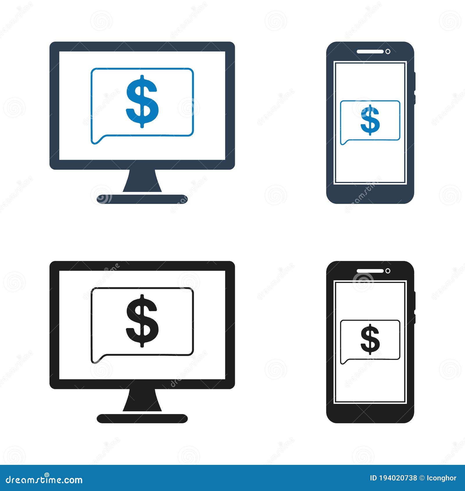 Online Banking Icon Set. stock vector. Illustration of style - 194020738