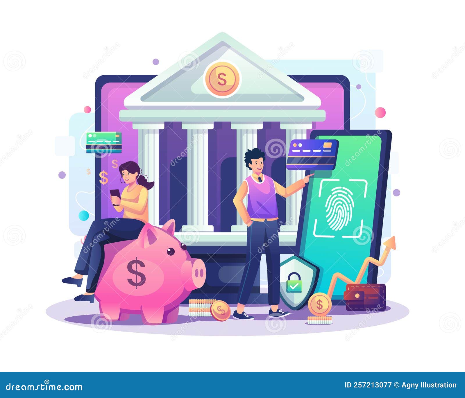 Online Banking and Mobile Payment Concept. People Do Digital Money ...