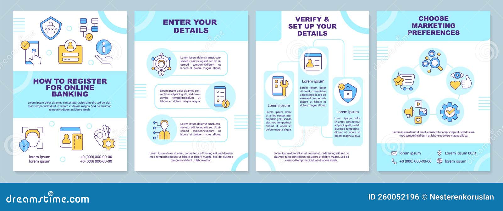 Online Banking Registration Blue Brochure Template Stock Vector ... Online Banking Registration Blue Brochure Template Stock Vector ...