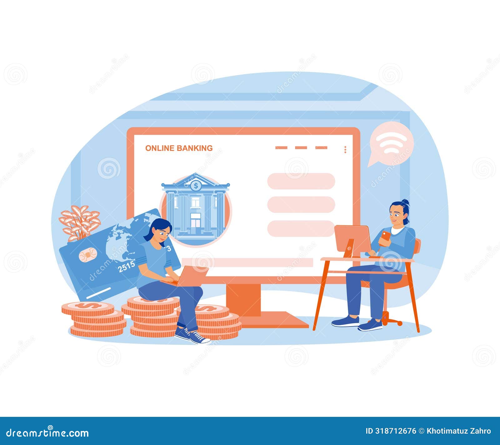 Online Banking System. People Carry Out Financial Transactions Using ...