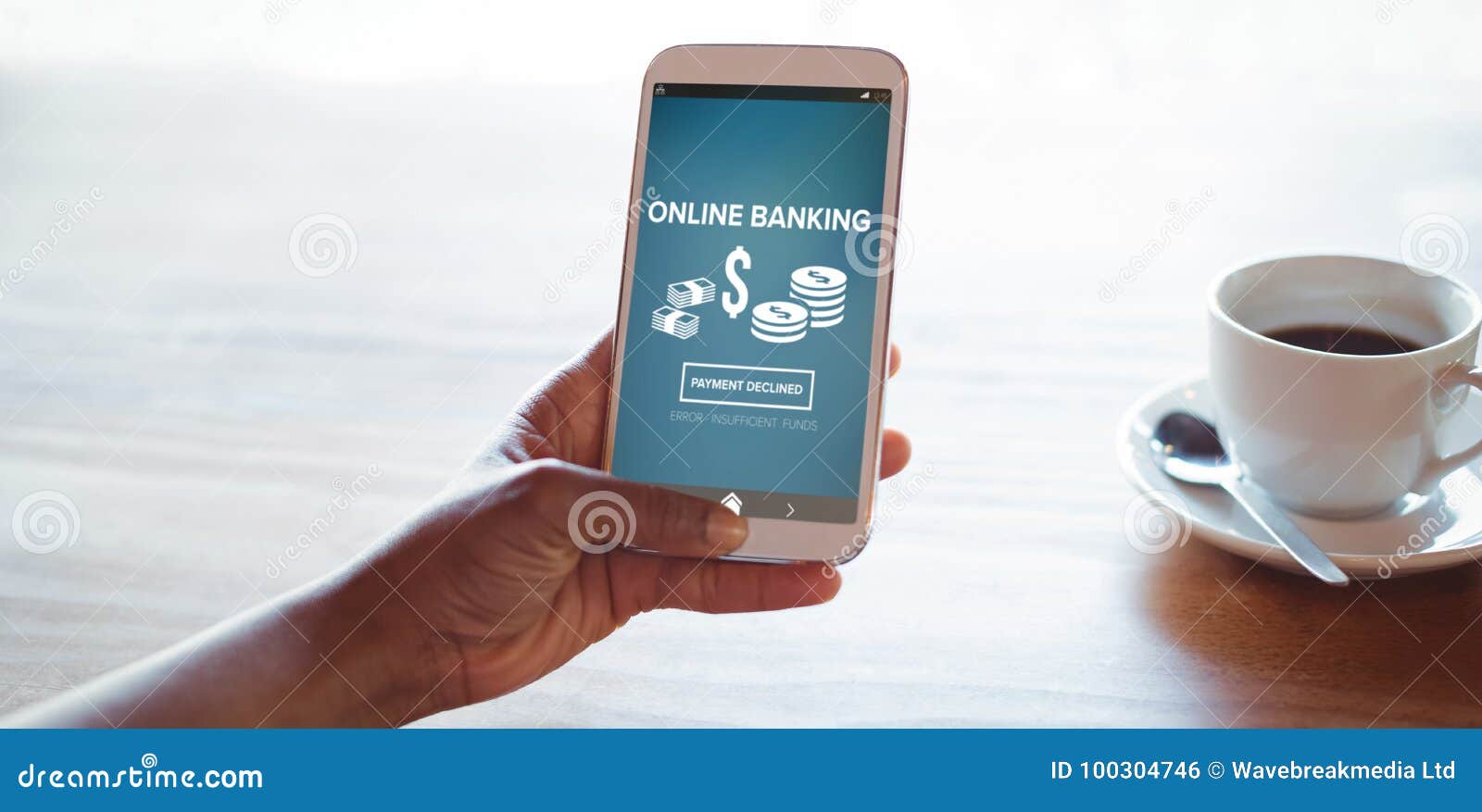 Composite Image of Online Banking Text on Blue Mobile Display Stock ...