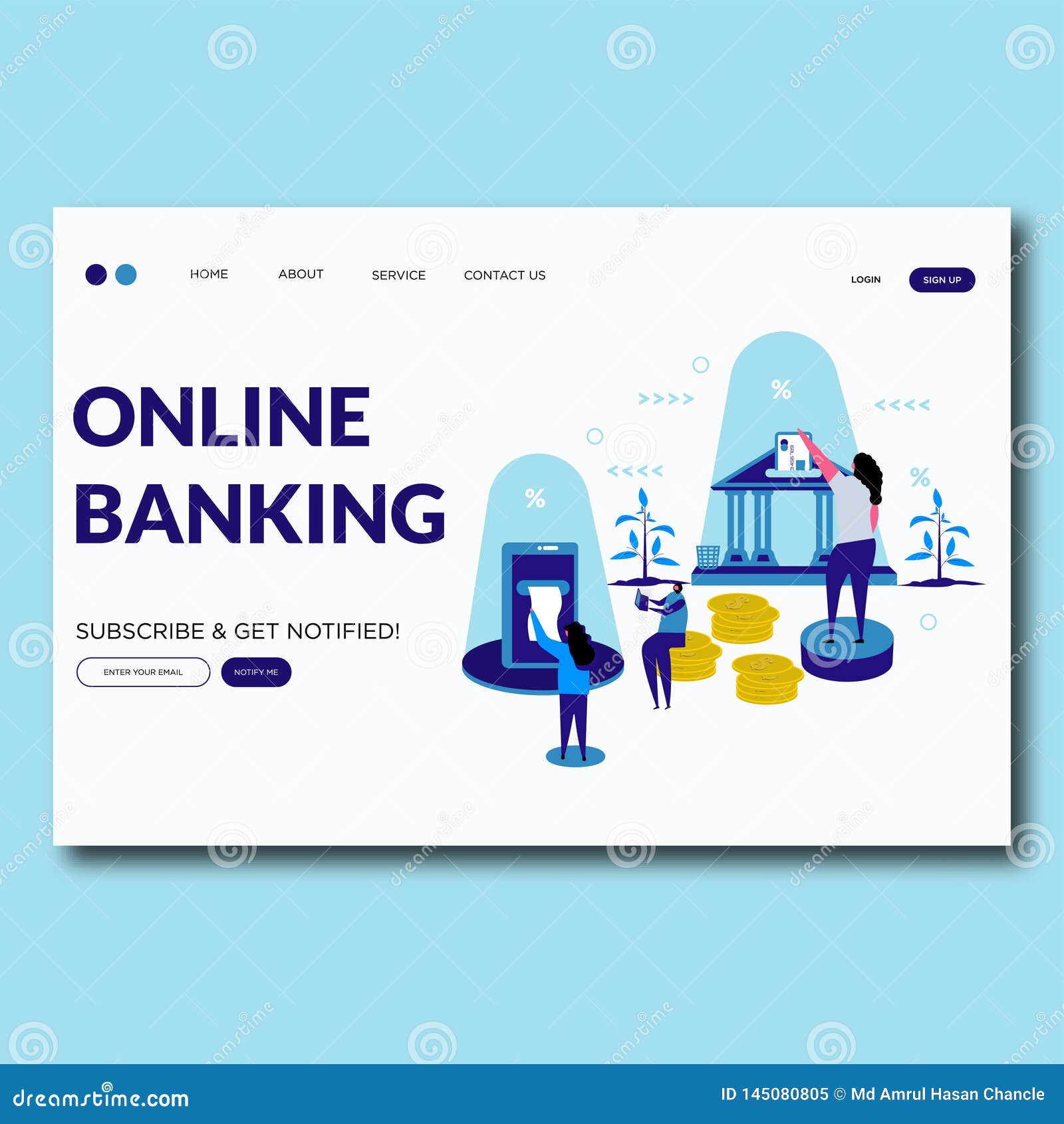 Online Banking- Online Banking Vector Illustration Landing Page Stock ...