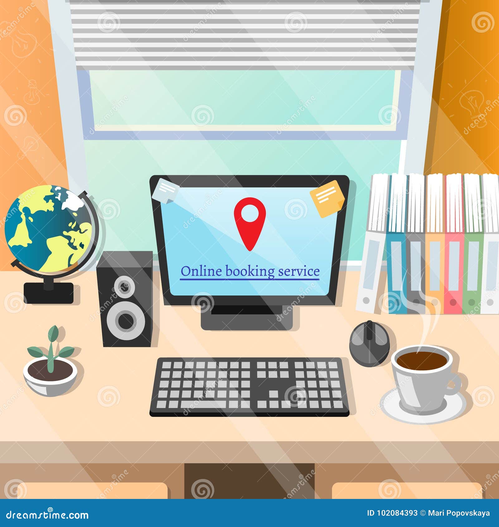 Online Book Service on Computer Stock Vector - Illustration of reserve ...