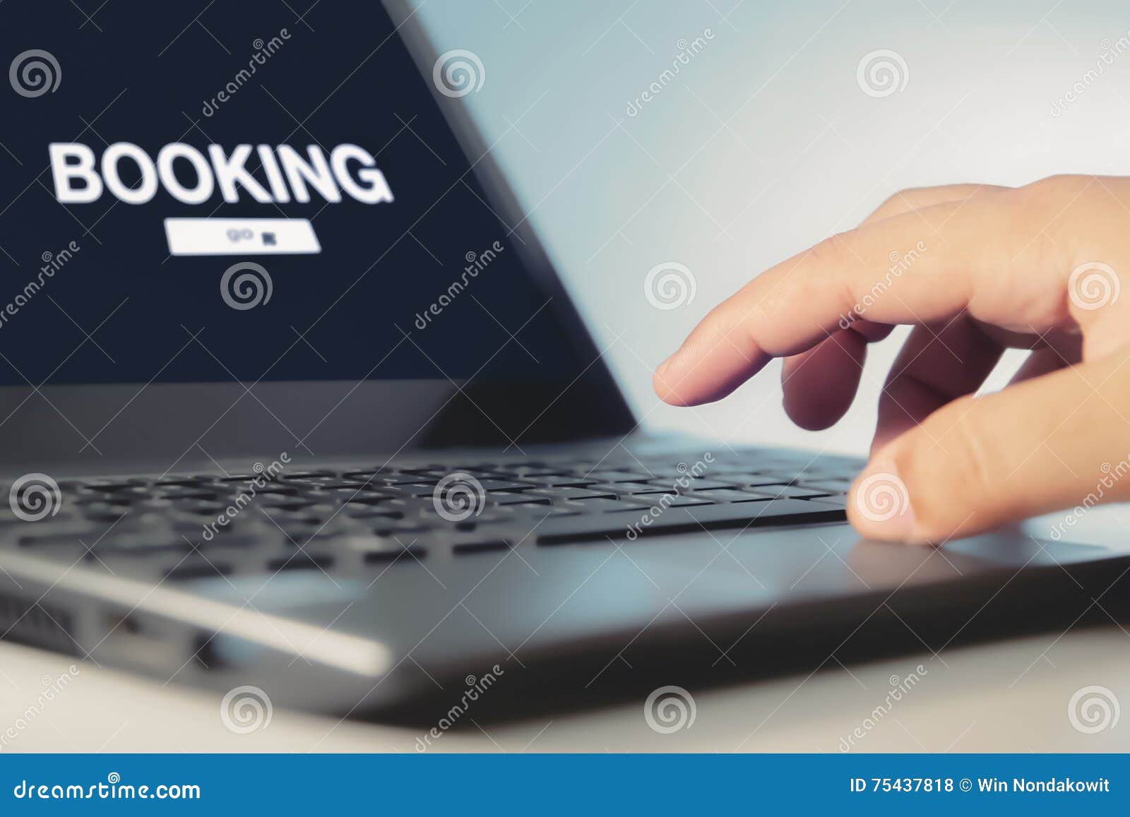 Online booking on laptop stock photo. Image of holiday - 75437818