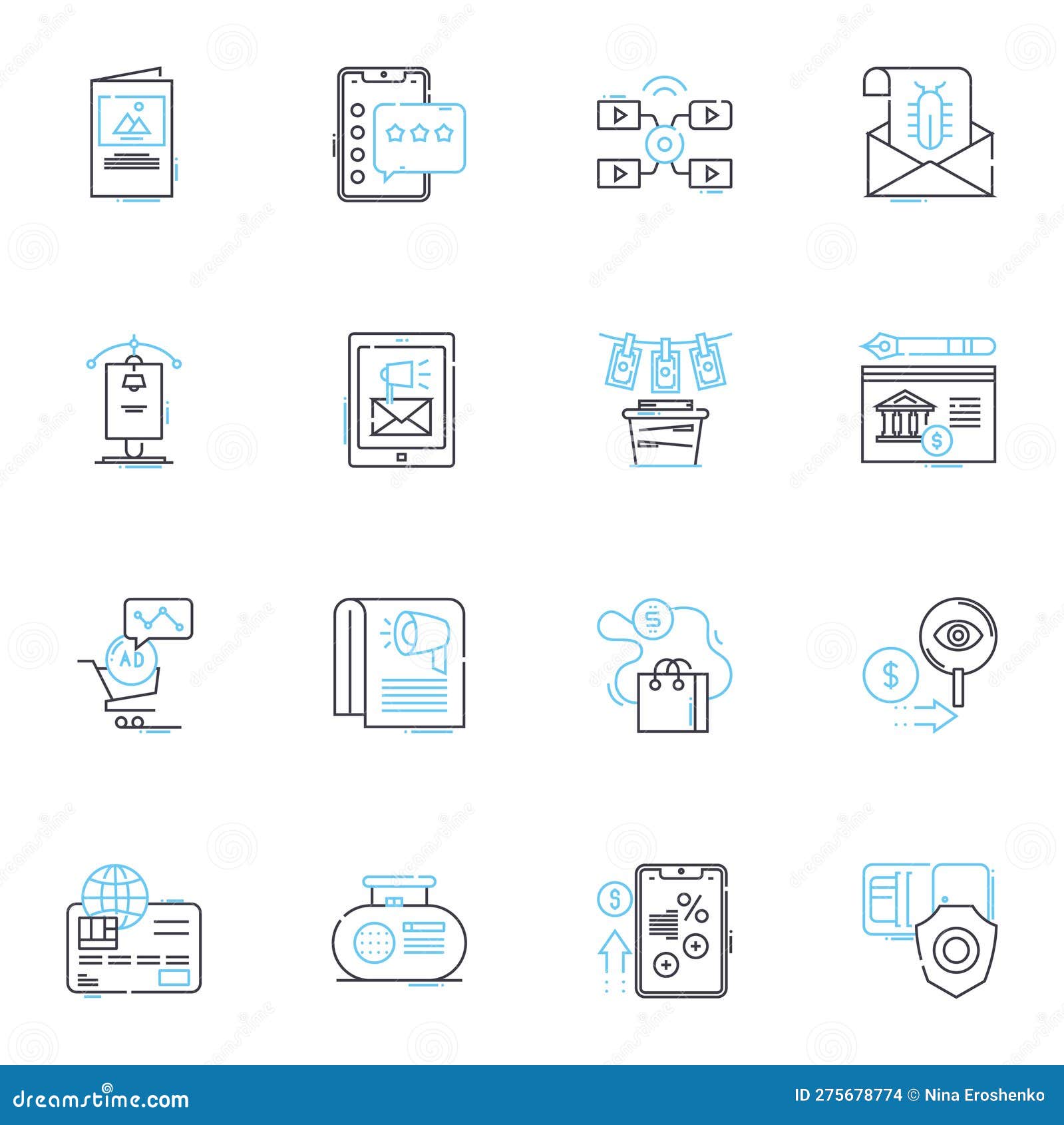 Online Booking Linear Icons Set. Reservation, Platform, Schedule ...