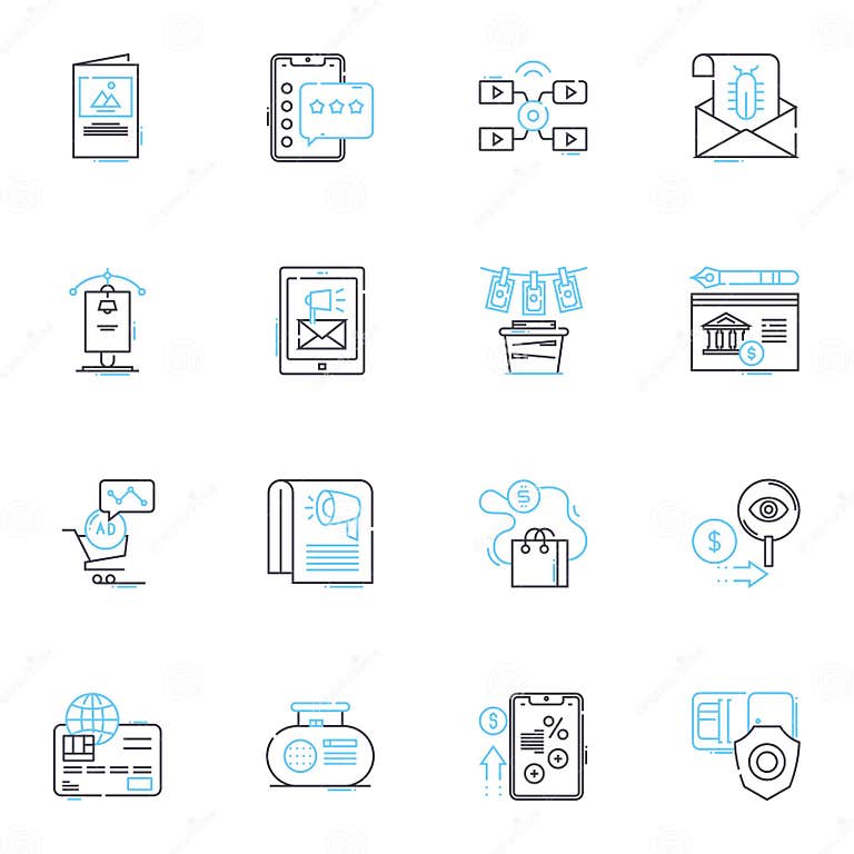 Online Booking Linear Icons Set. Reservation, Platform, Schedule ...