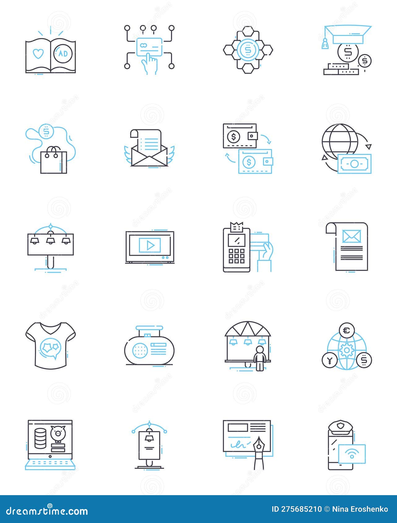 Online Booking Linear Icons Set. Reservation, Platform, Schedule ...