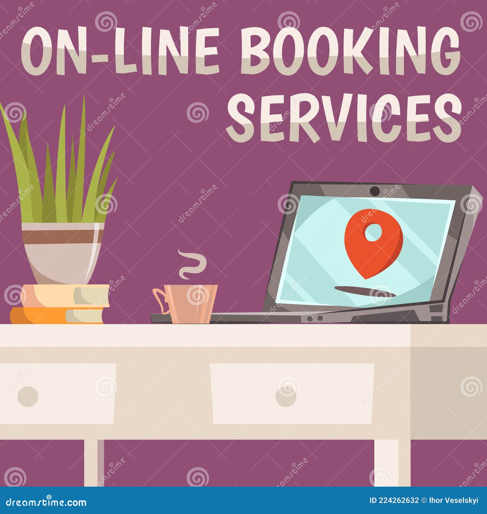 Online Booking Services Composition Stock Vector - Illustration of ...