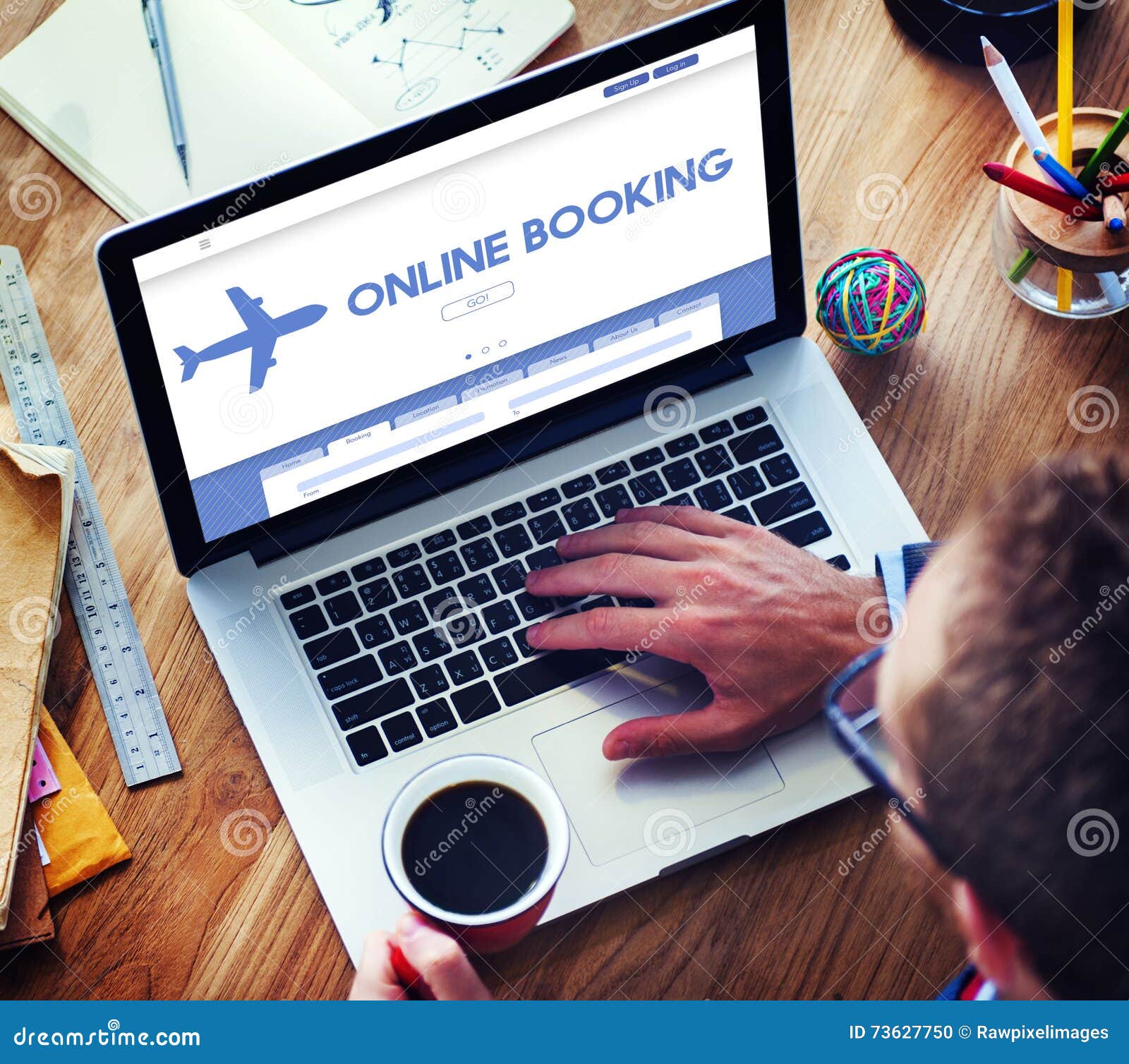 Online Booking Traveling Plane Flight Concept Stock Photo - Image of ...