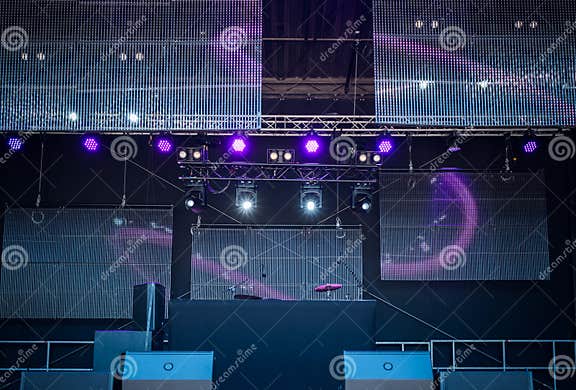 Online Broadcast of an Event, Empty Stage with Stagecraft Stock Photo ...