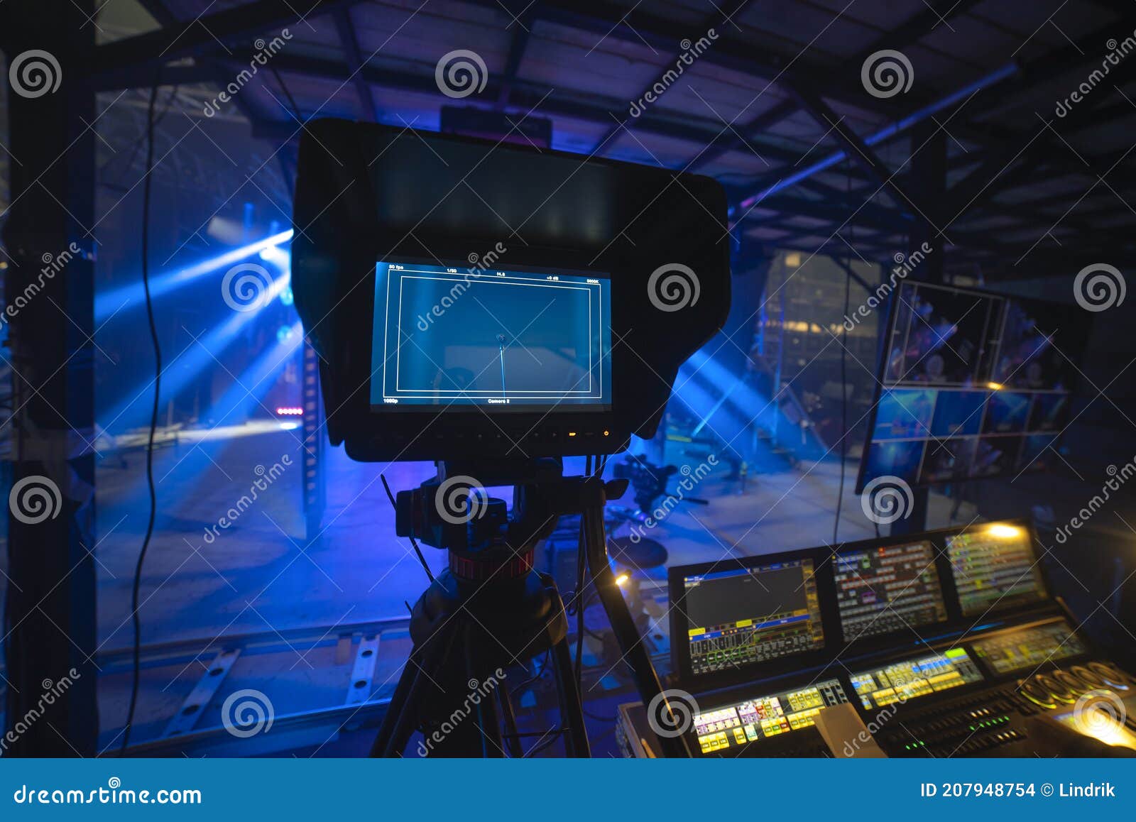 Online Broadcast of the Event Stock Photo - Image of light ...