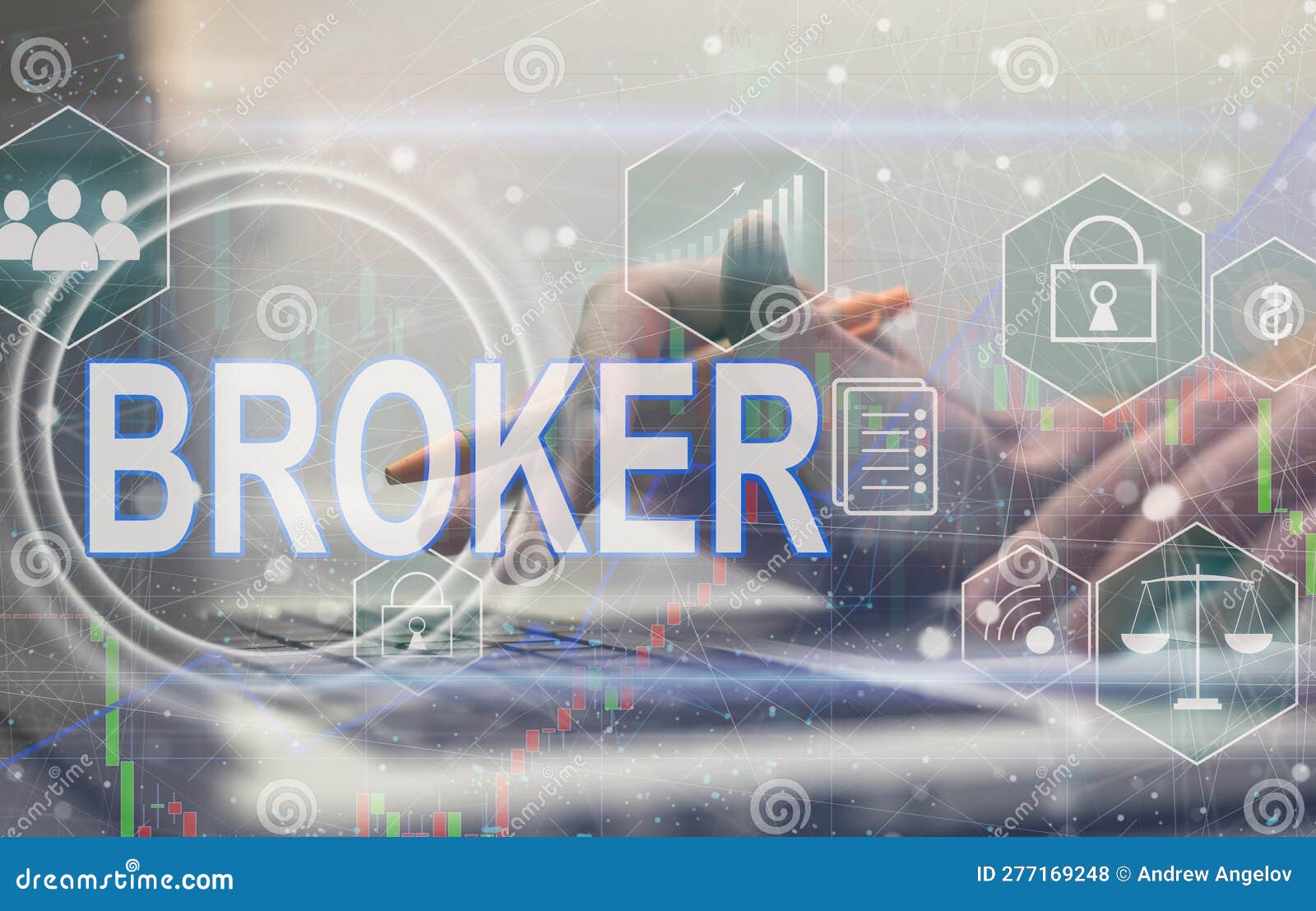 Online Broker Button on Virtual Screen Stock Photo - Image of exchange ...