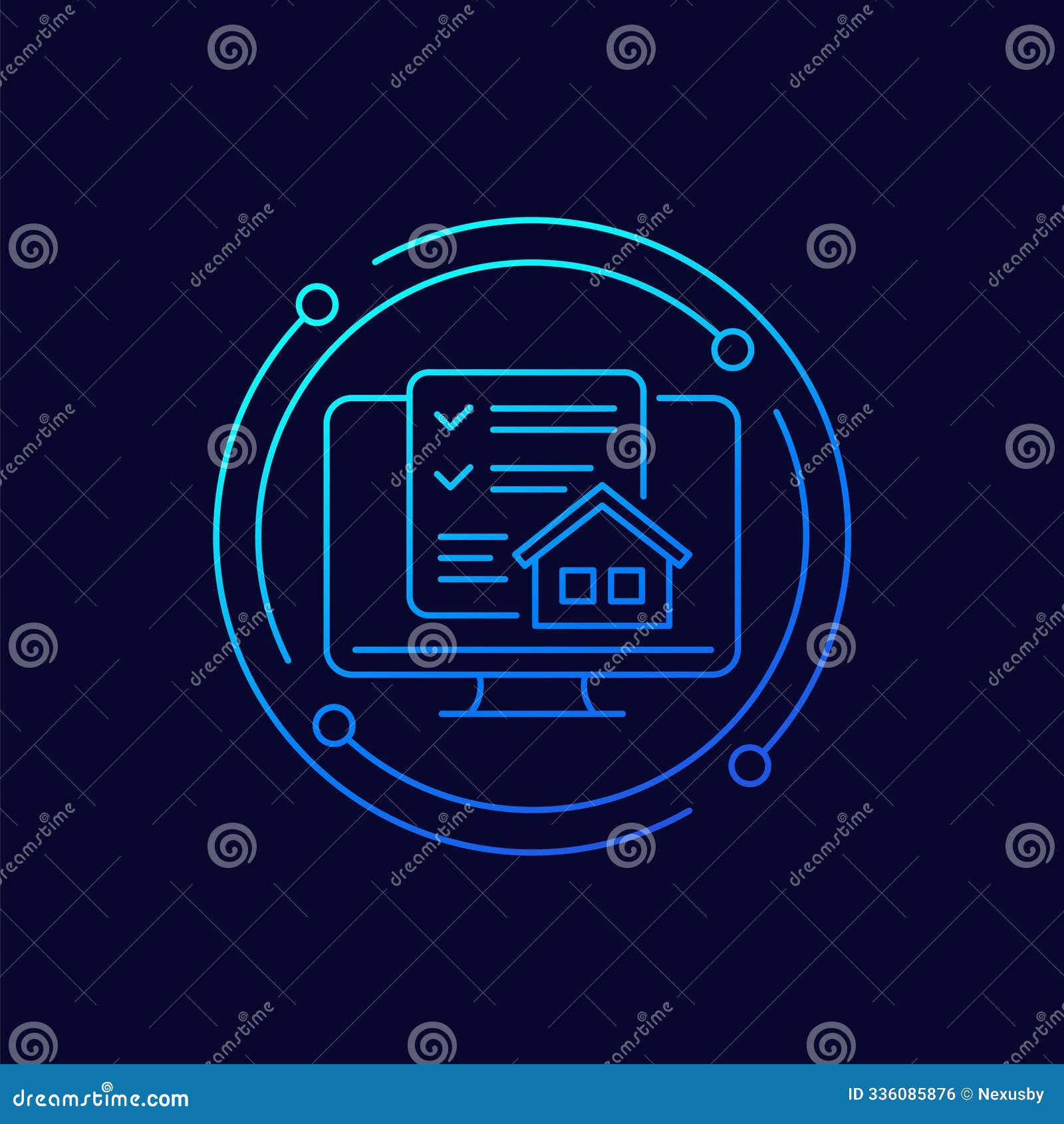 Online Building Permit Icon With A House Cartoon Vector | CartoonDealer ...