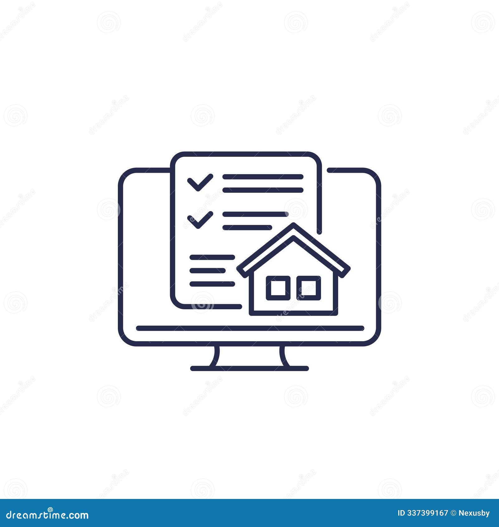 Online Building Permit Line Icon Stock Illustration - Illustration of ...