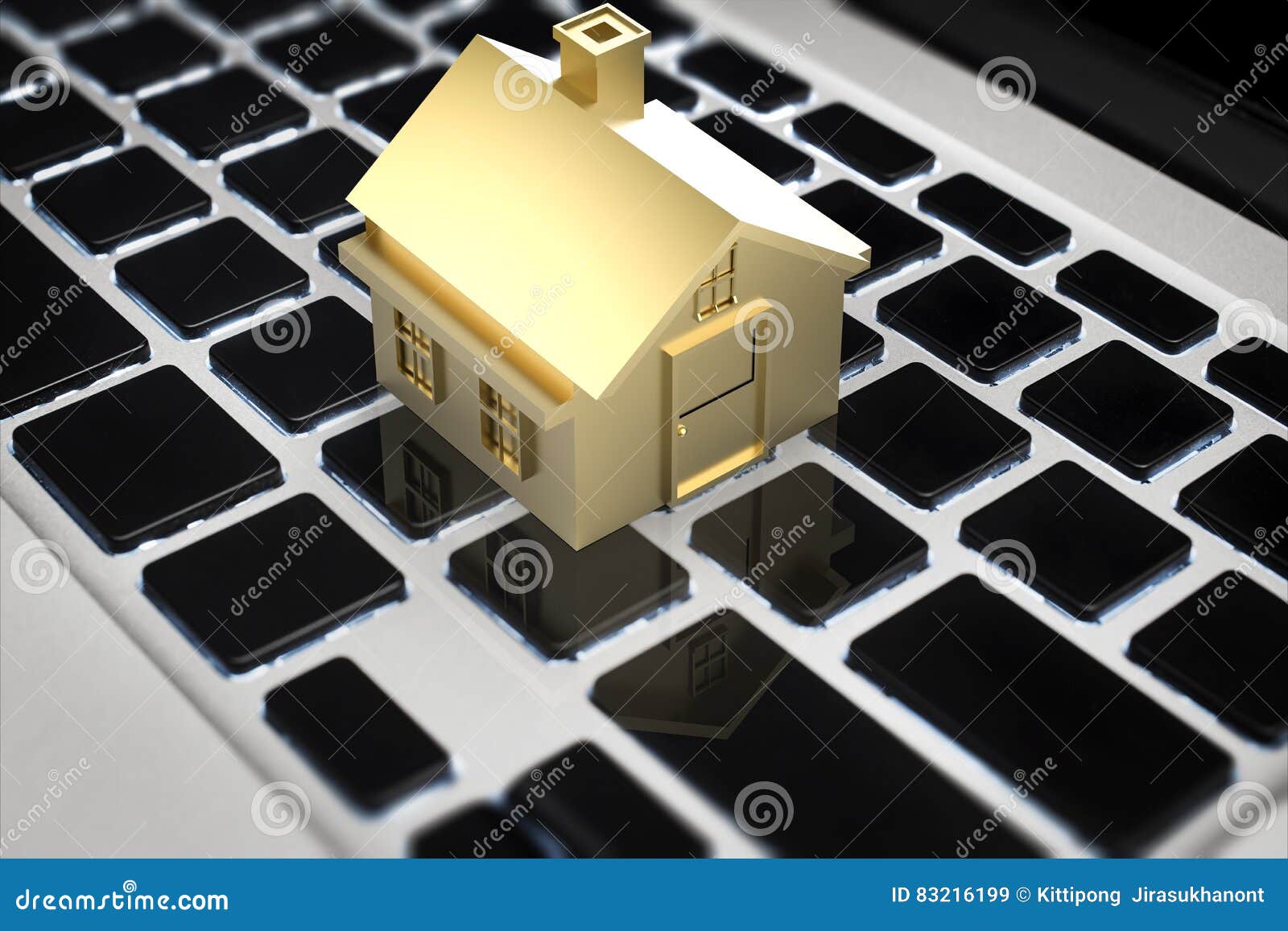 Online Business Concept with House on Keyboard Stock Illustration ...